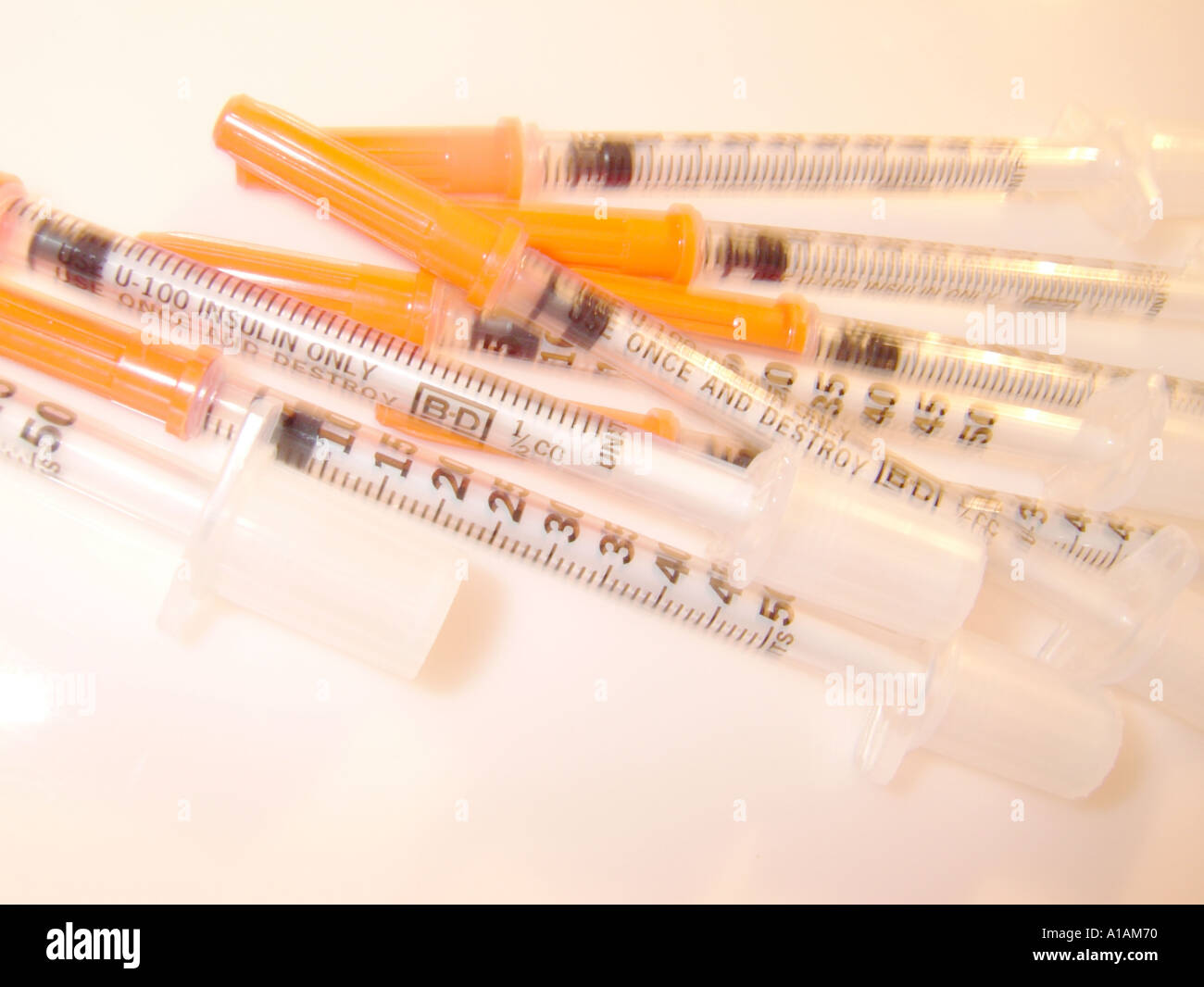Insulin syringes with protective caps Stock Photo - Alamy
