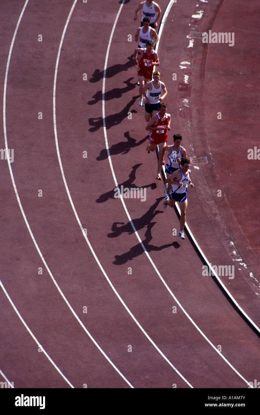USA Washington Seattle Runners in 5 KM mens race cast afternoon shadows ...