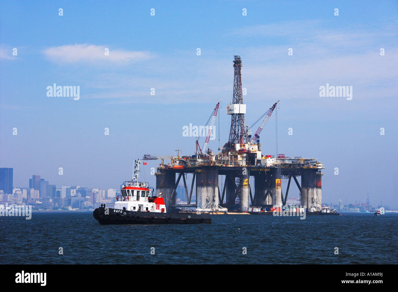 Oil drilling platform in Guanabara Bay Rio De Janeiro Brazil Stock ...