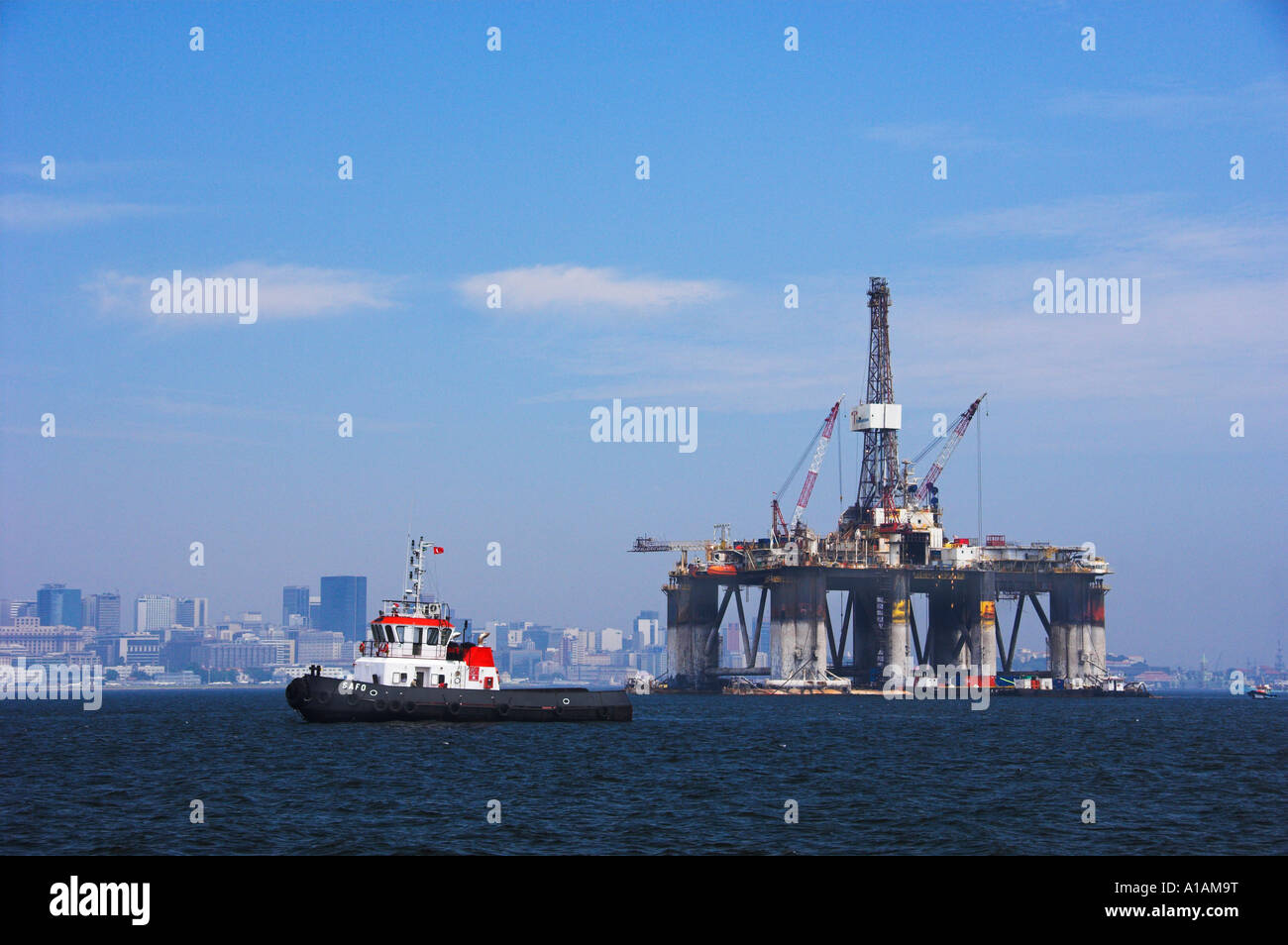 Oil drilling platform in Guanabara Bay Rio De Janeiro Brazil Stock ...