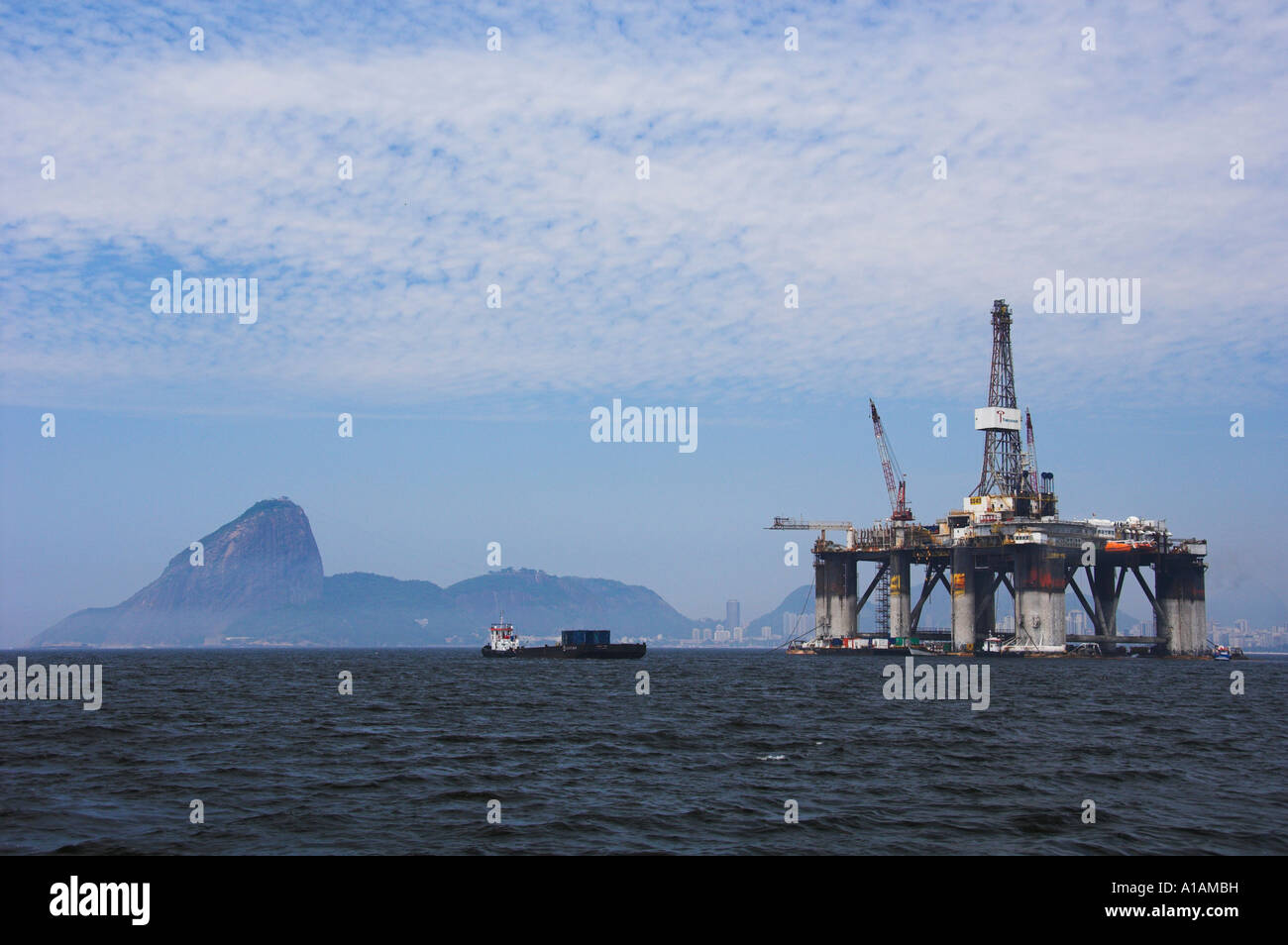 Oil drilling platform in Guanabara Bay Rio De Janeiro Brazil Stock ...