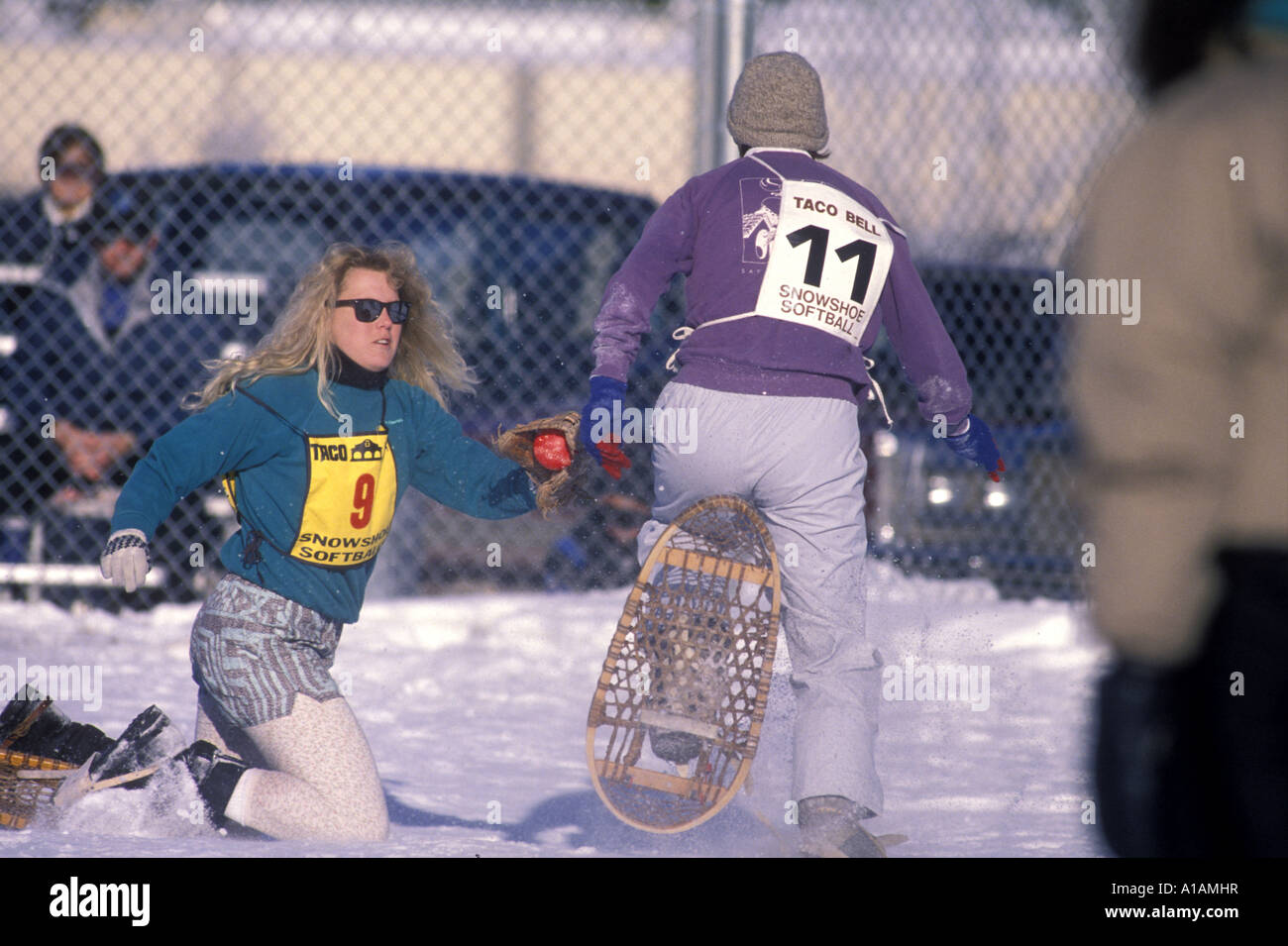 USA Alaska Snowshoe softball game played at 10 F during Fur Rendezvous ...