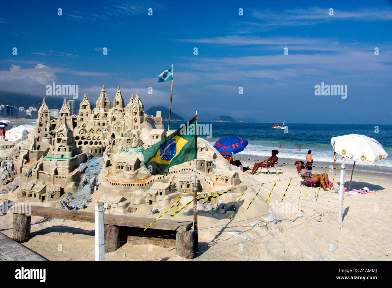 A large sand castle on Copacabana Beach in Rio De Janeiro Brazil Stock ...