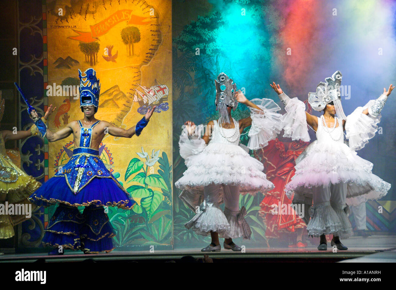Colorful Samba dancers perform at a Samba Show in Rio De Janeiro Brazil ...