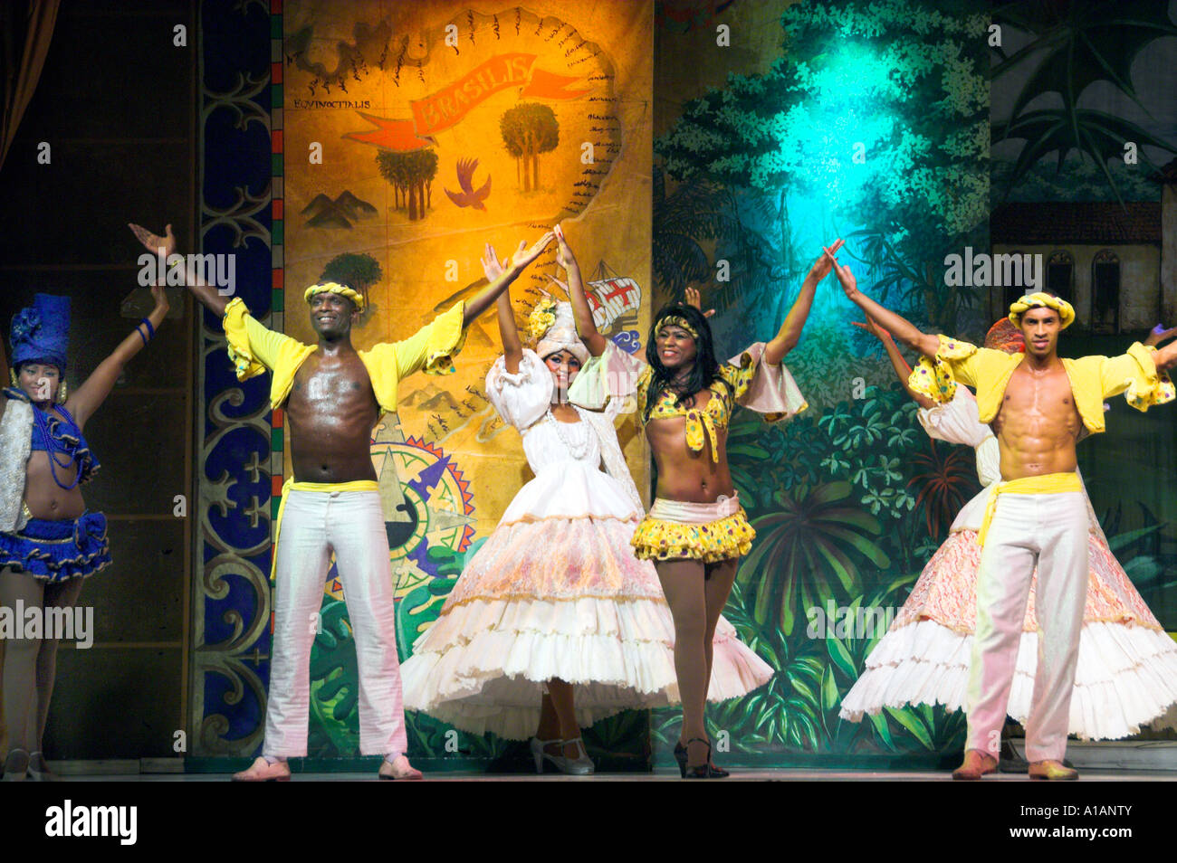Colorful Samba dancers perform at a Samba Show in Rio De Janeiro Brazil ...