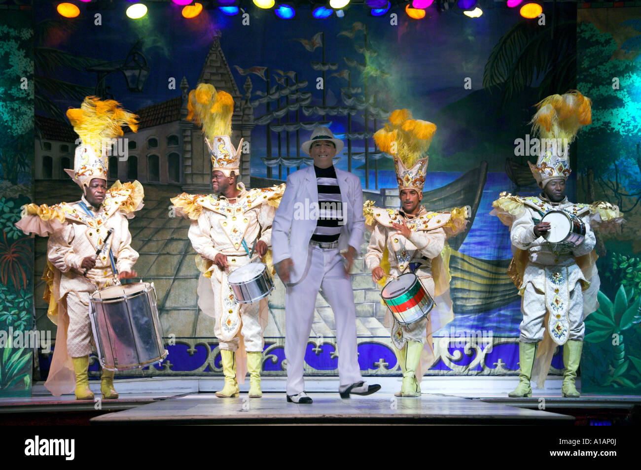 Colorful Samba dancers perform at a Samba Show in Rio De Janeiro Brazil ...