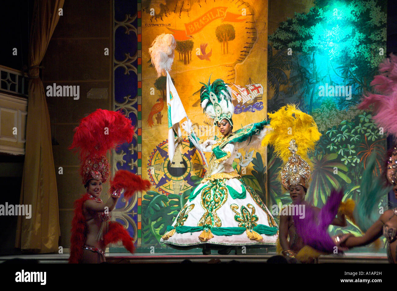 Colorful Samba dancers perform at a Samba Show in Rio De Janeiro Brazil ...