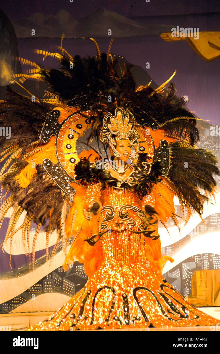 Colorful Samba dancers perform at a Samba Show in Rio De Janeiro Brazil ...