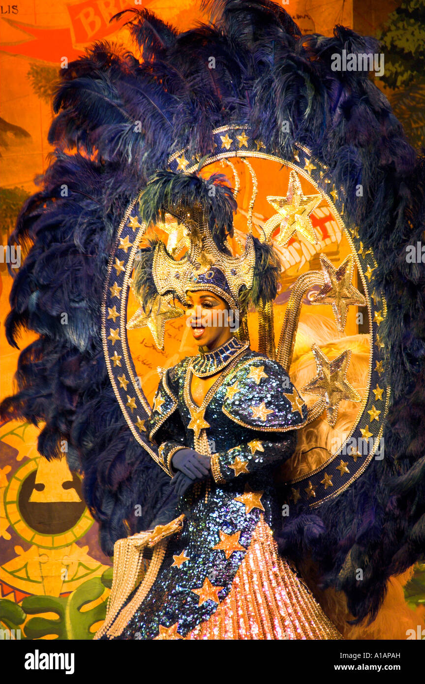 Colorful Samba dancers perform at a Samba Show in Rio De Janeiro Brazil ...