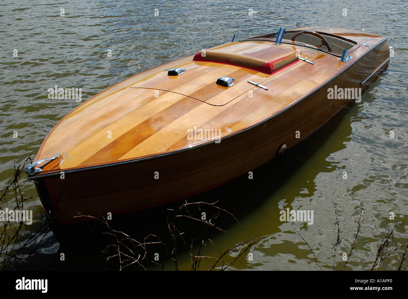 Classic wooden power boat Stock Photo - Alamy