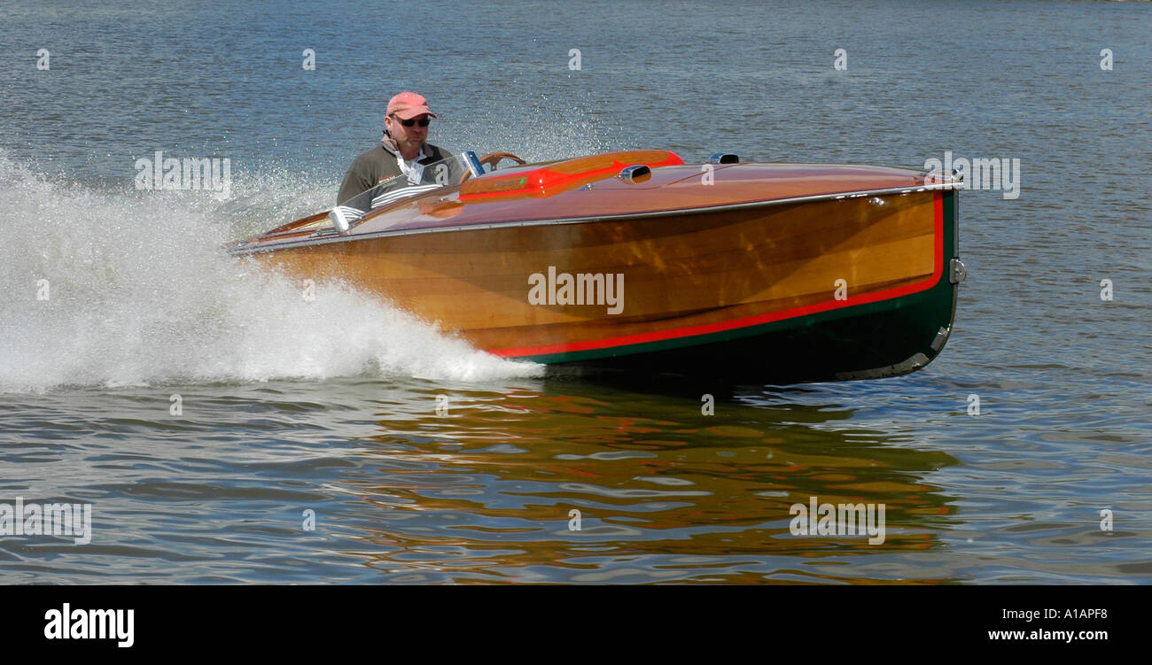 Classic wooden power boat Stock Photo - Alamy