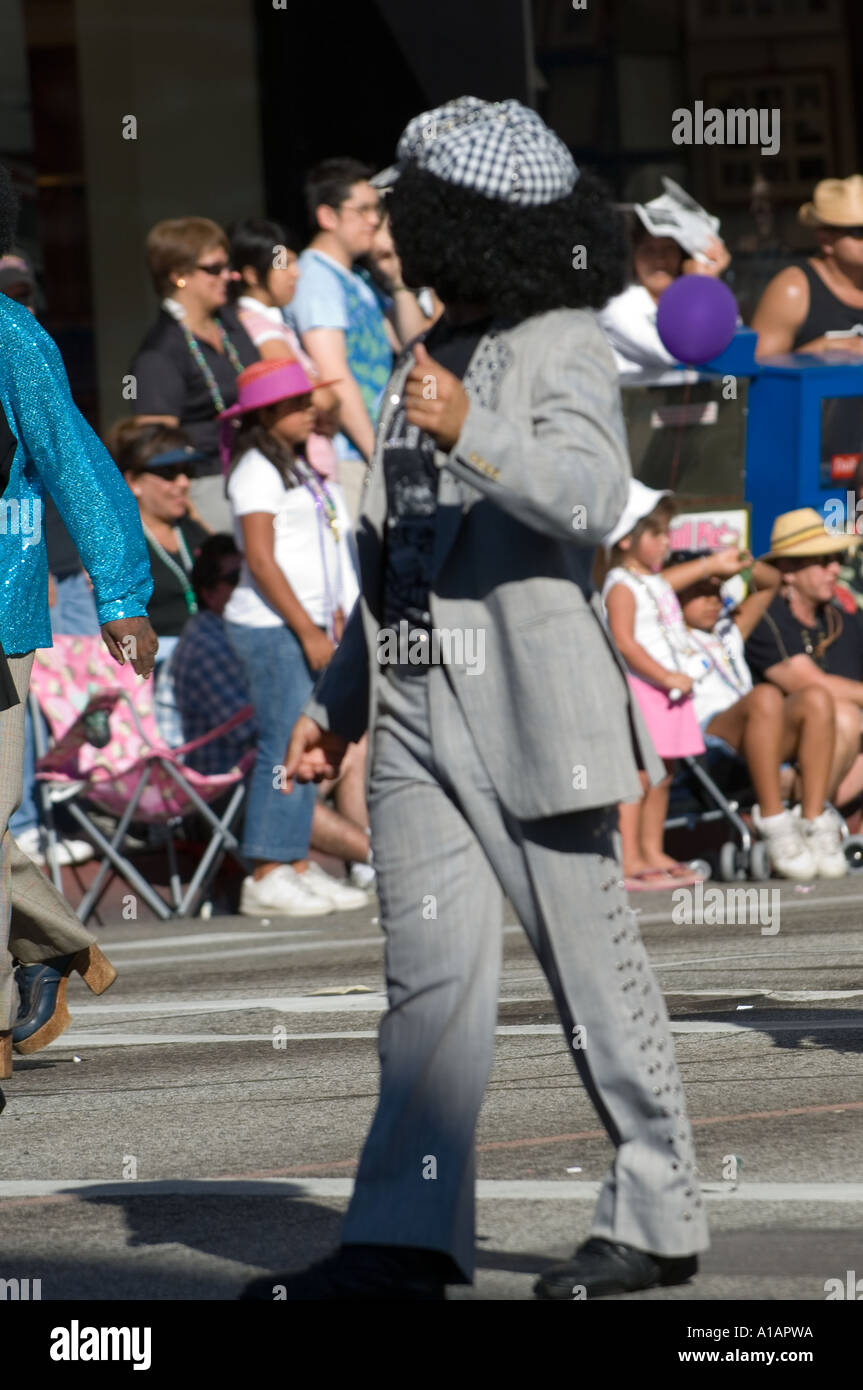 Man marching as disco dancer at the Doo-Dah Parade in Pasadena ...