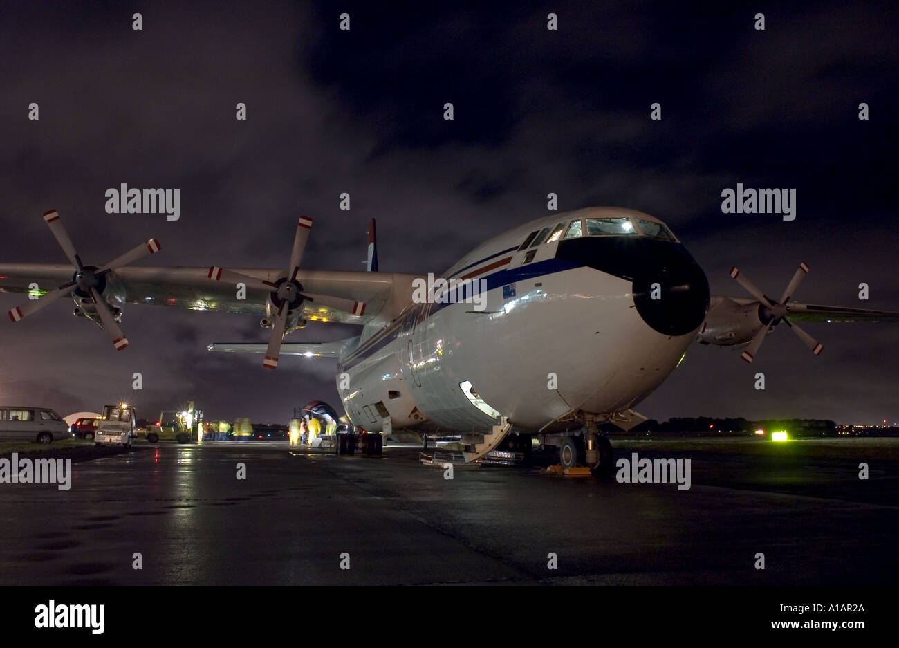 A Shorts SC 5 Belfast Cargo aircraft parked on an airport Tarmac with ...