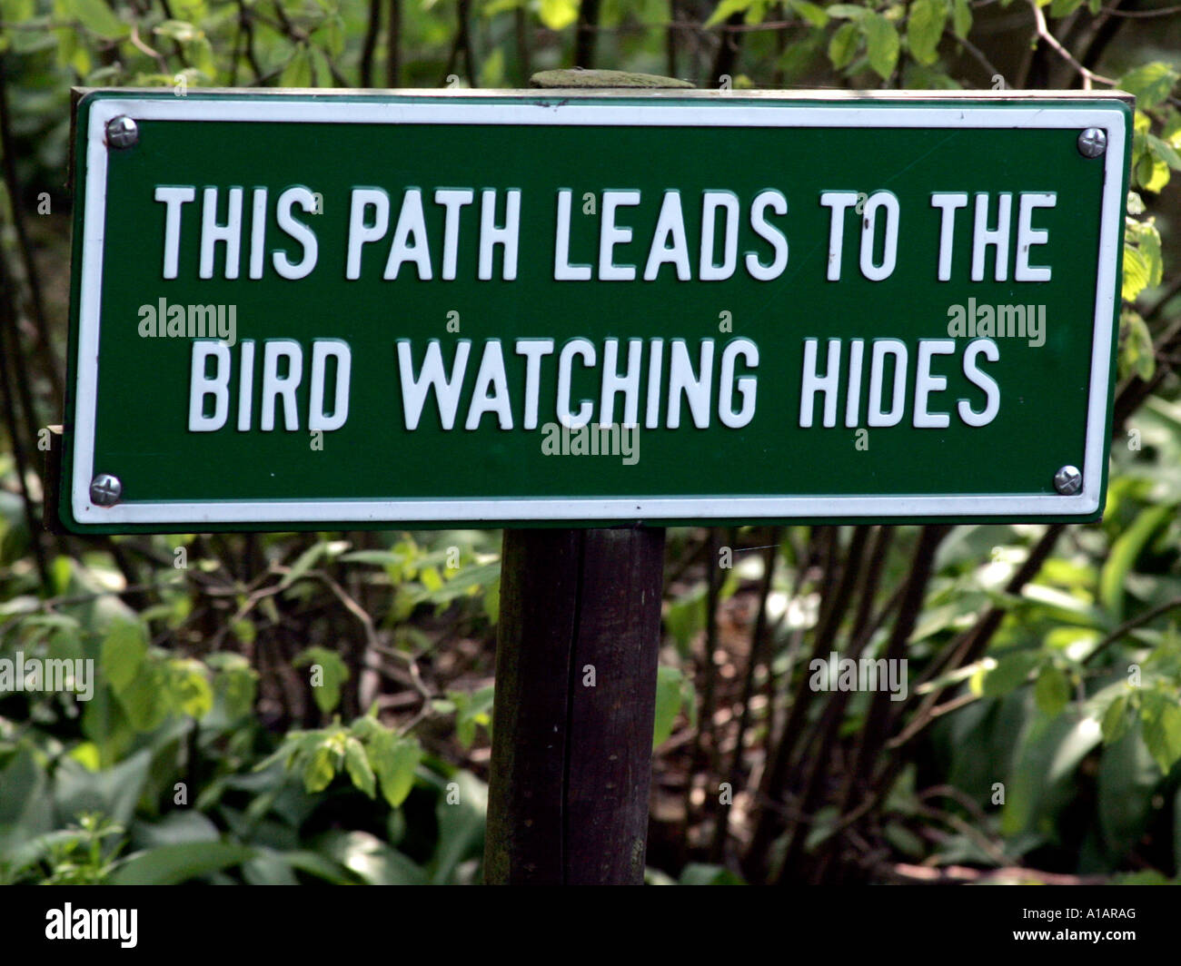 A sign that tells you where the bird watching hides are located Stock ...