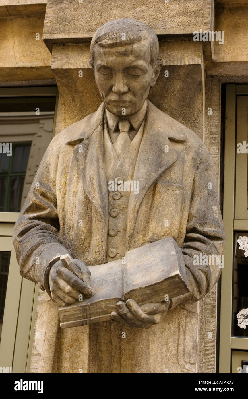 Prague Czech Republic Statue of a man writing in a book Stock Photo - Alamy