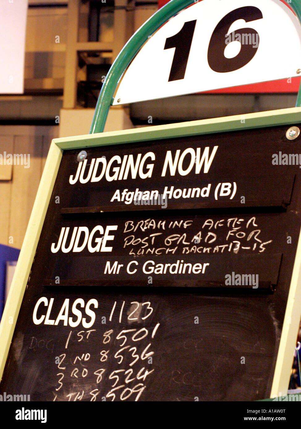 A judging board from Crufts 2008 Stock Photo - Alamy