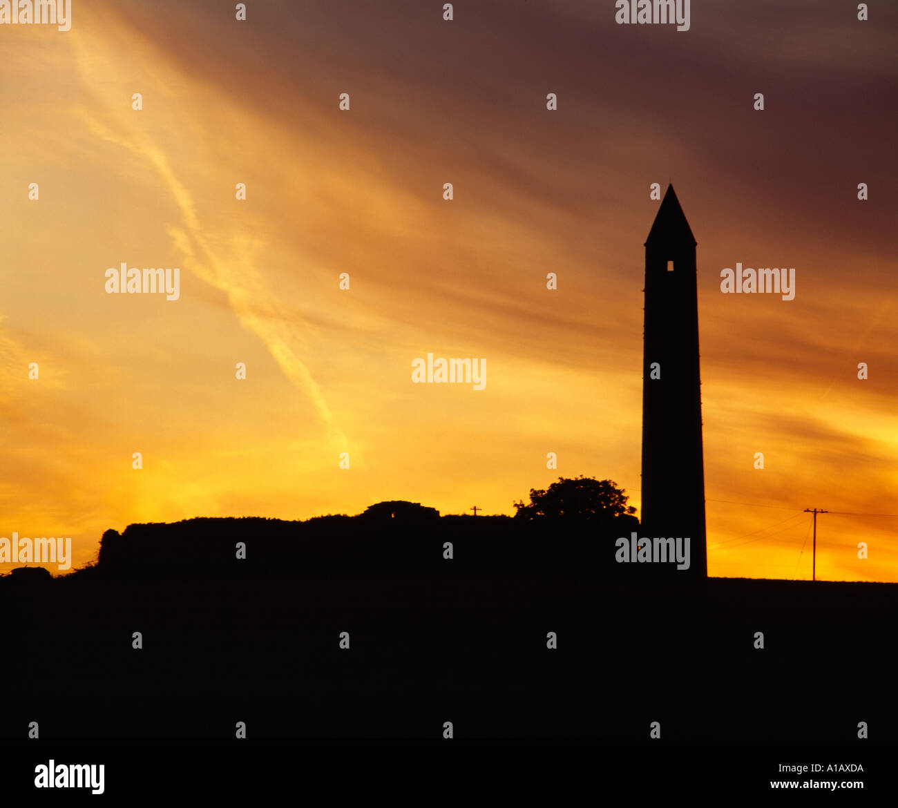 ireland, county kerry, ballyduff, rattoo round tower, imposing ...