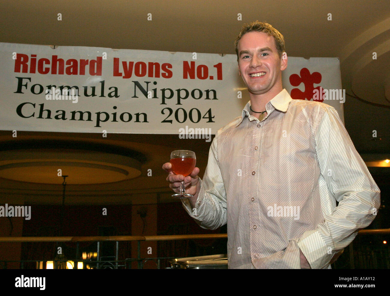 Richard Lyons from Northern Ireland celebrates becoming Formula Nippon ...