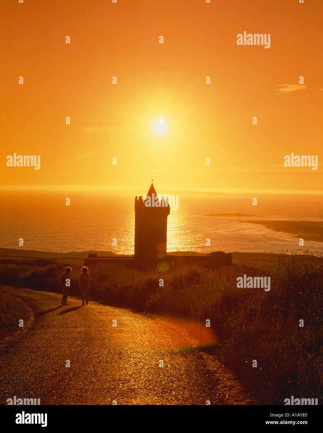 archaeological round castle standing on irelands west coast in the ...