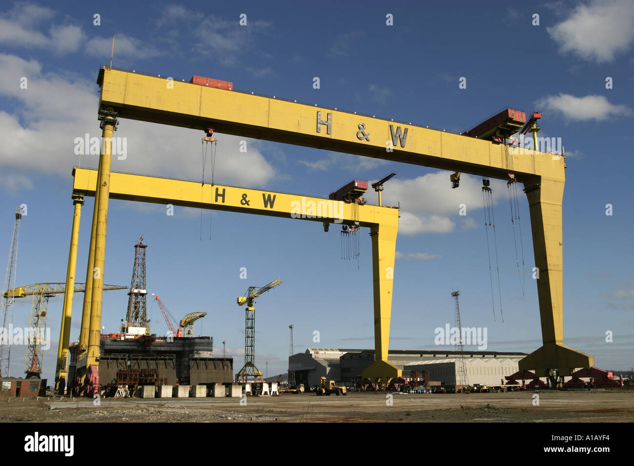 Harland and Wolff shipyard in Belfast Northern Ireland featuring the ...