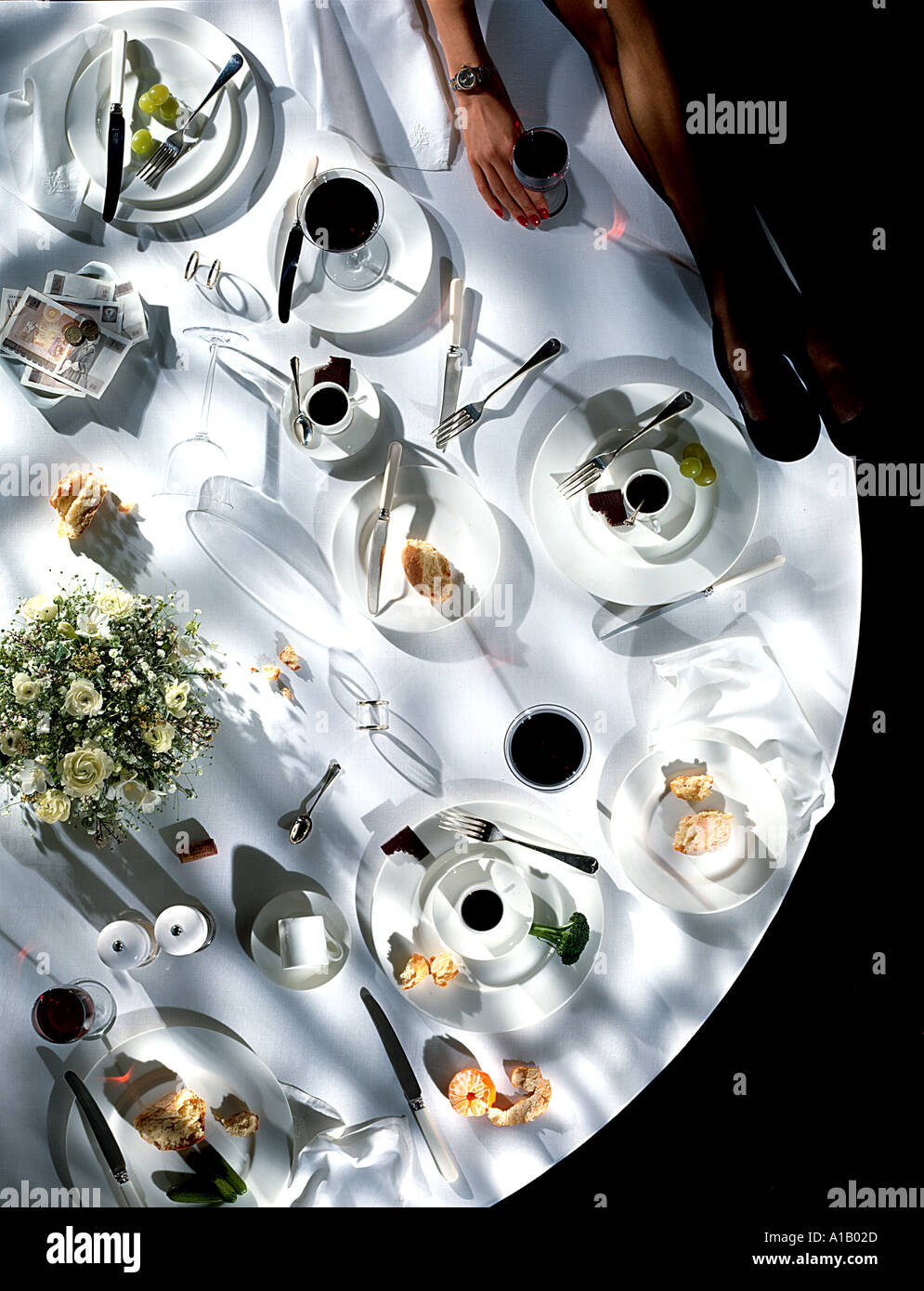 DINNER TABLE OVERHEAD Stock Photo - Alamy