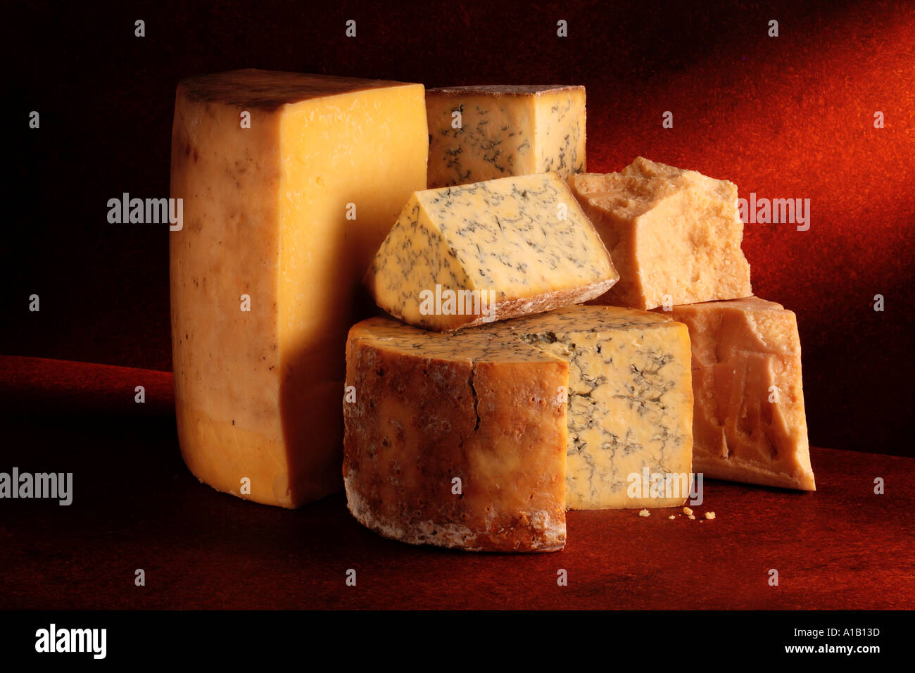 stilton and cheddar 1 Stock Photo - Alamy
