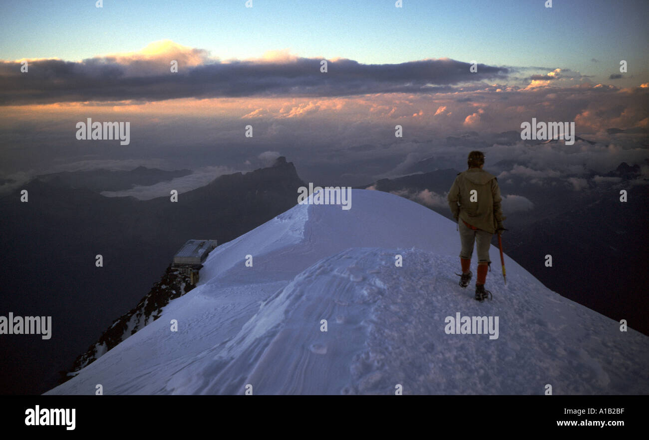 Evening on the Aiguille du Goûter, above the old Gouter Hut in 1976 ...