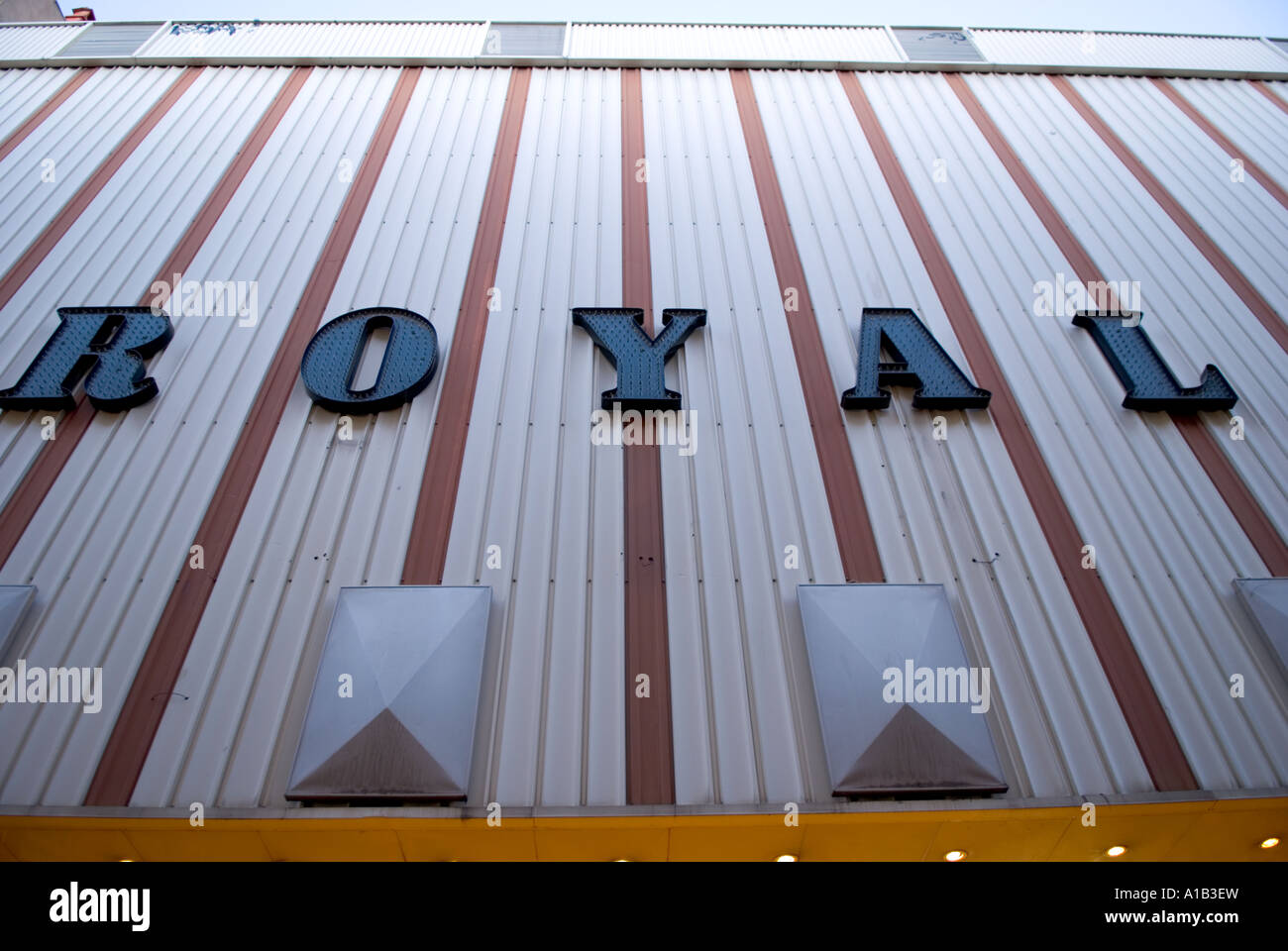 a low angle shot of a cinema facade with the word Royal on it Stock ...