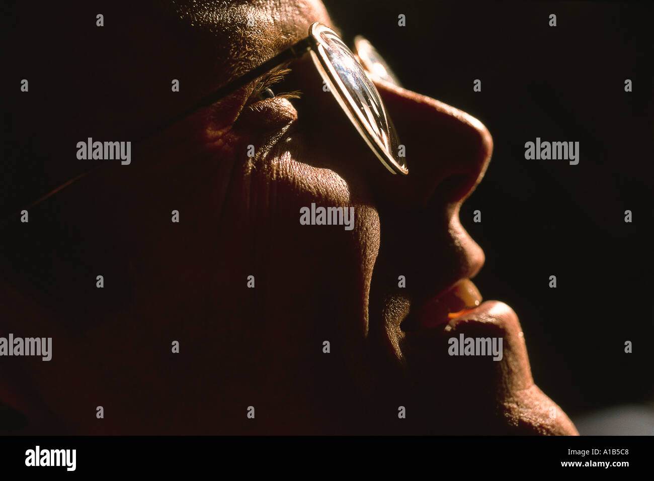 Mans face in glasses hi-res stock photography and images - Alamy