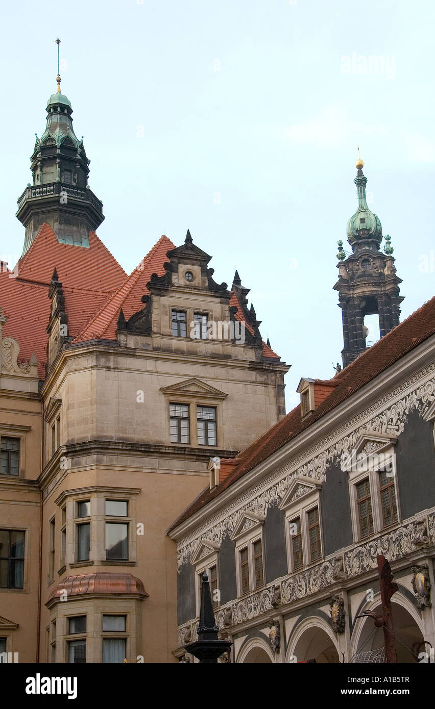 Typical architecture at the old city of Dresden capital of the eastern ...