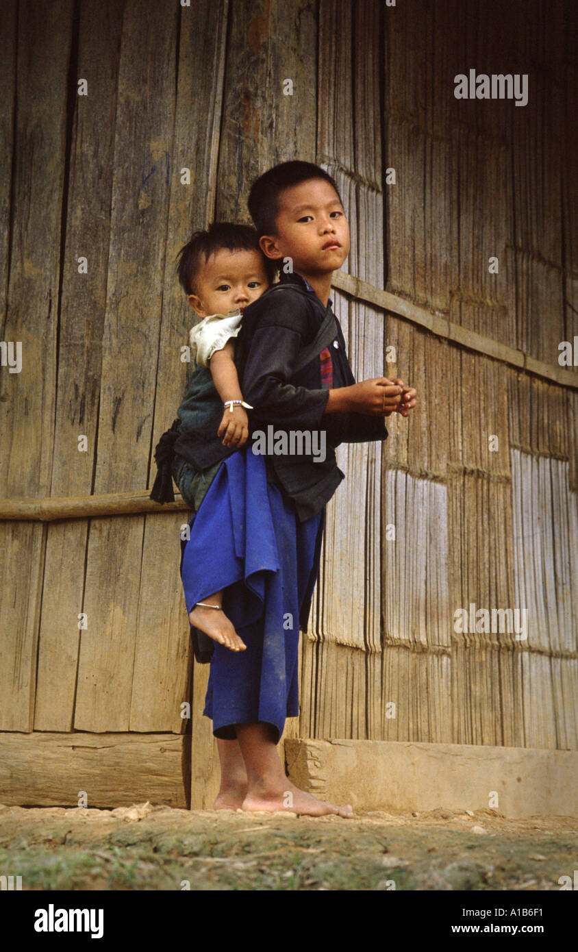Hmong children in their village near Chang Rai Thailand Stock Photo - Alamy