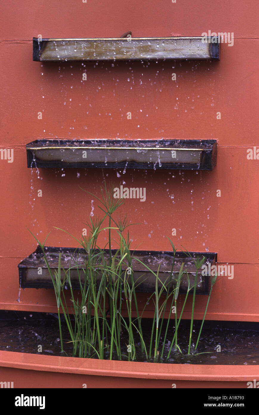 Modern cascading water feature Hampton Court Flower Show Stock Photo ...