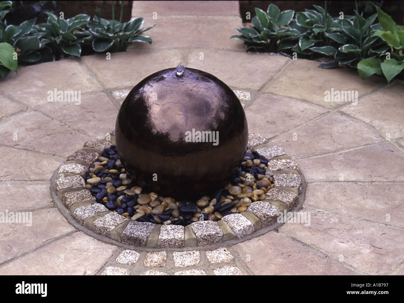 Bronze globe water feature Decorative seating Courtyard garden A Fairy ...