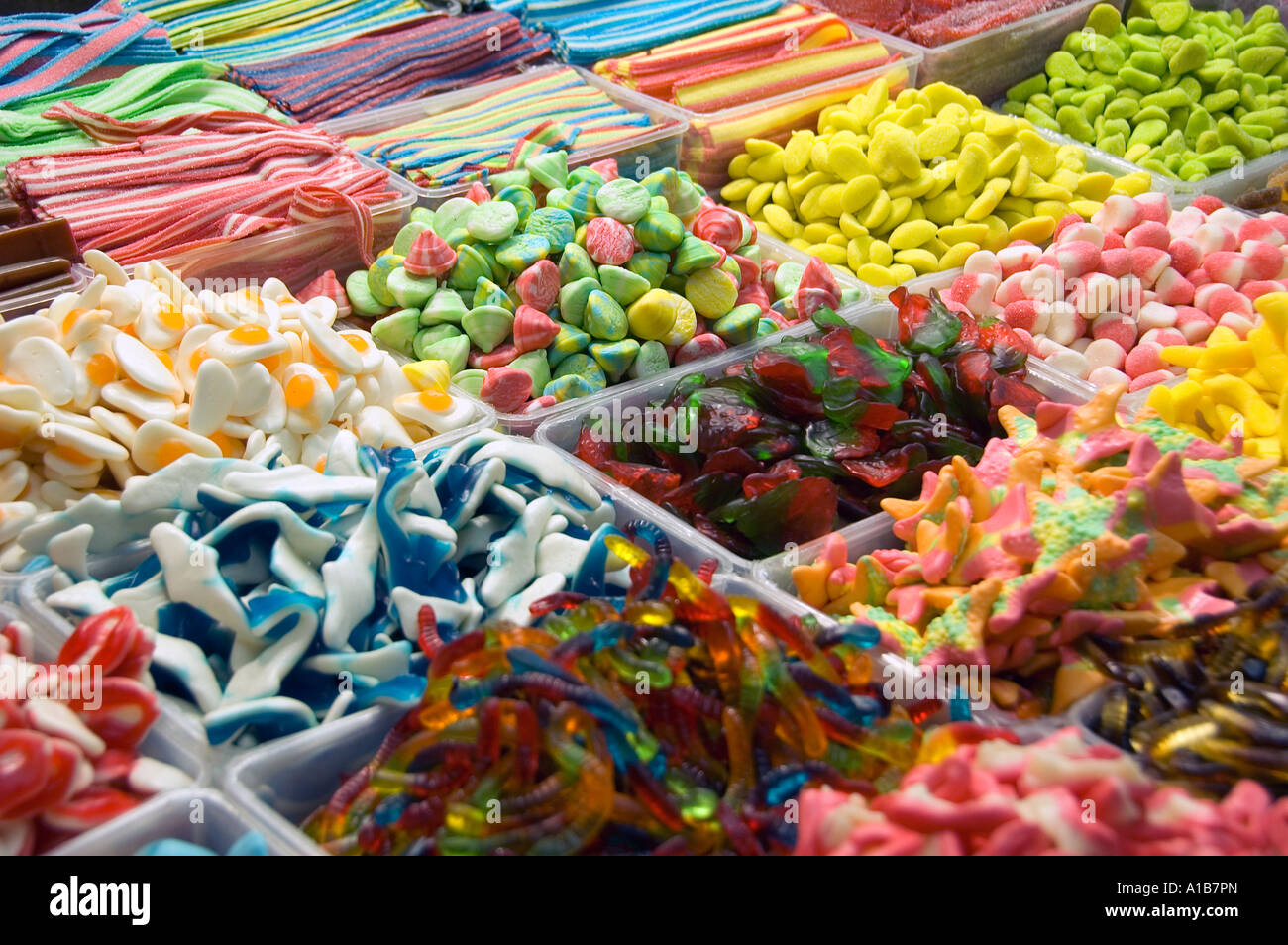 Sweet candy stall in the Carmel market Tel Aviv Israel Stock Photo - Alamy