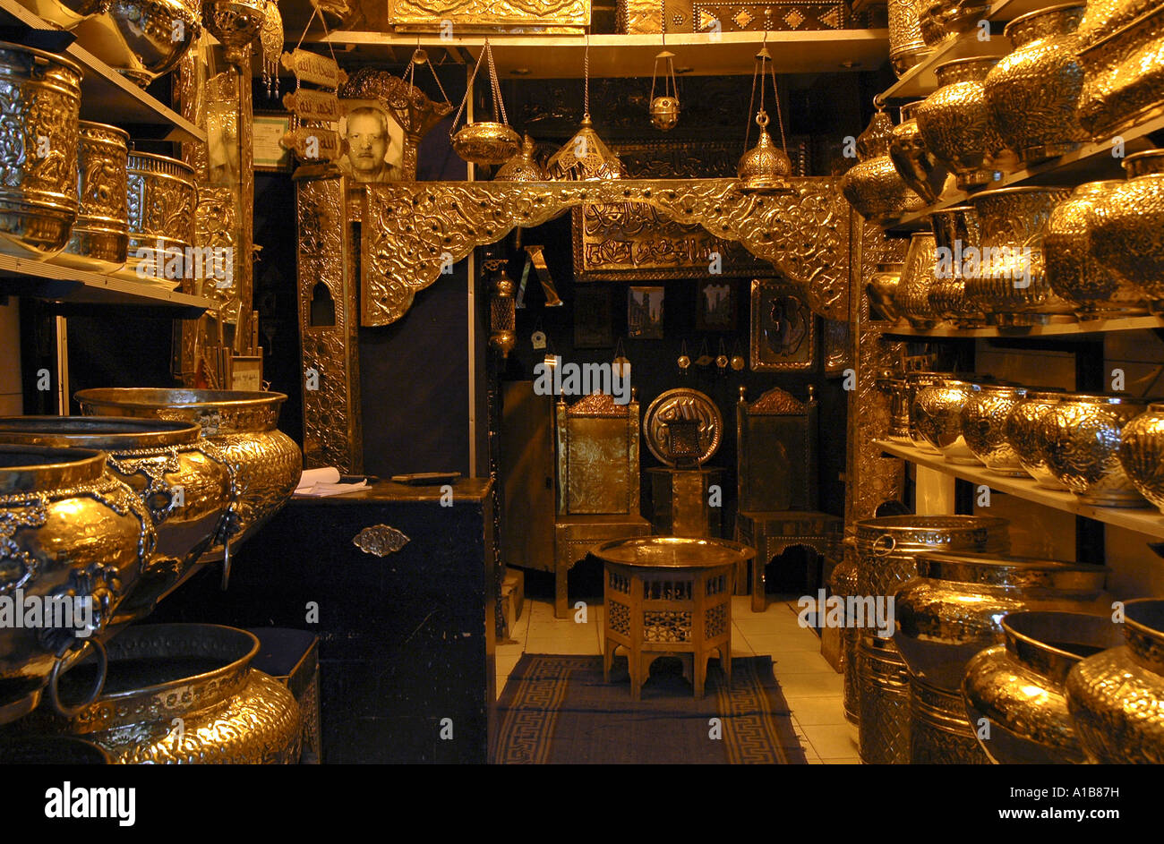 Handcrafted metal works for sale in Khan el-Khalili a major souk in the ...