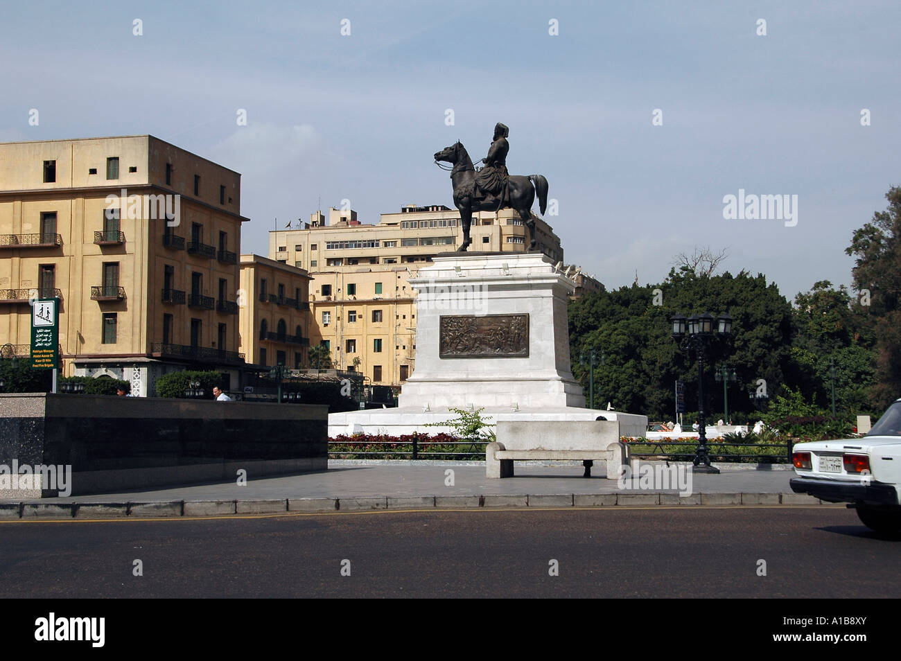 The equestrian statue of Ibrahim Pasha stands in Midan al Opera square ...