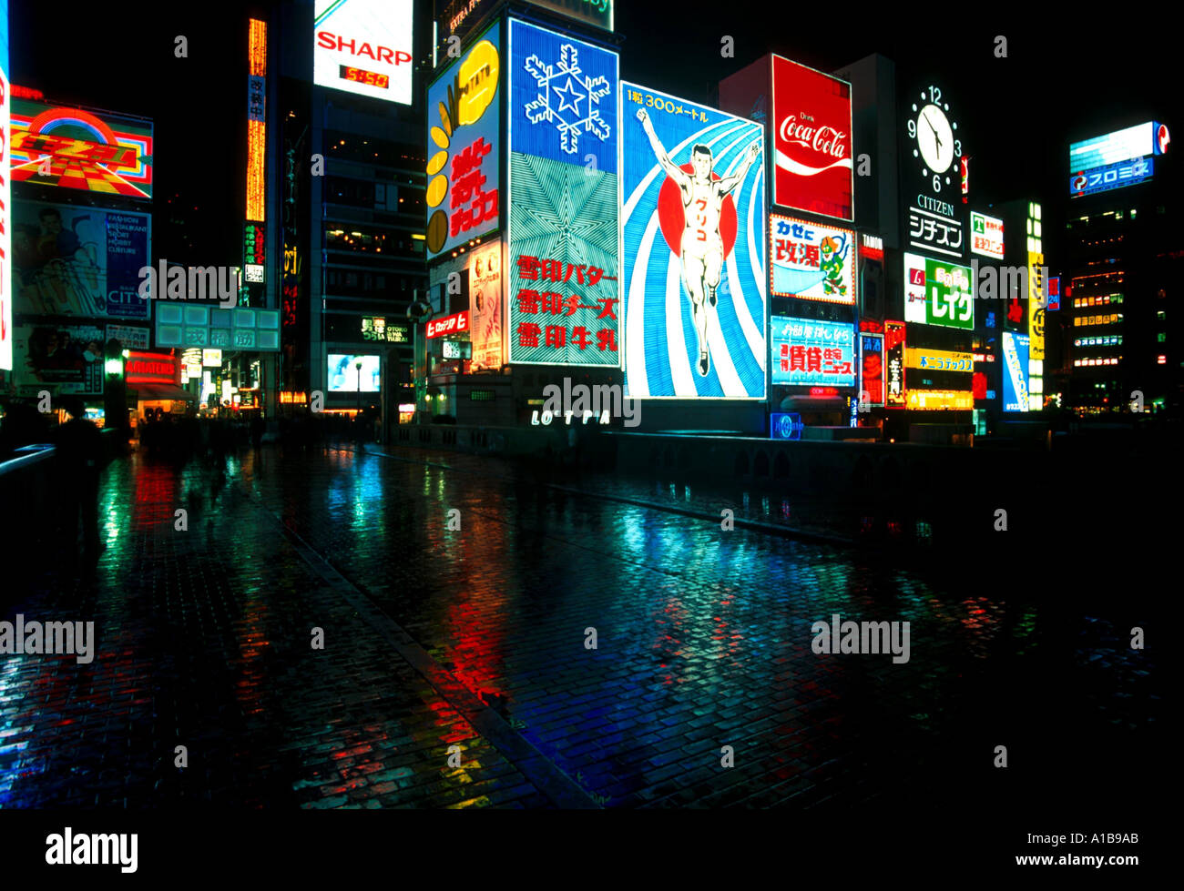 Neon signs of the Nippombashi District at night Osaka Japan A Evrard ...