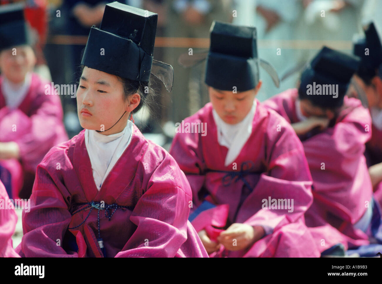 Portrait of people in traditional dress during a Confucian Ceremony at ...