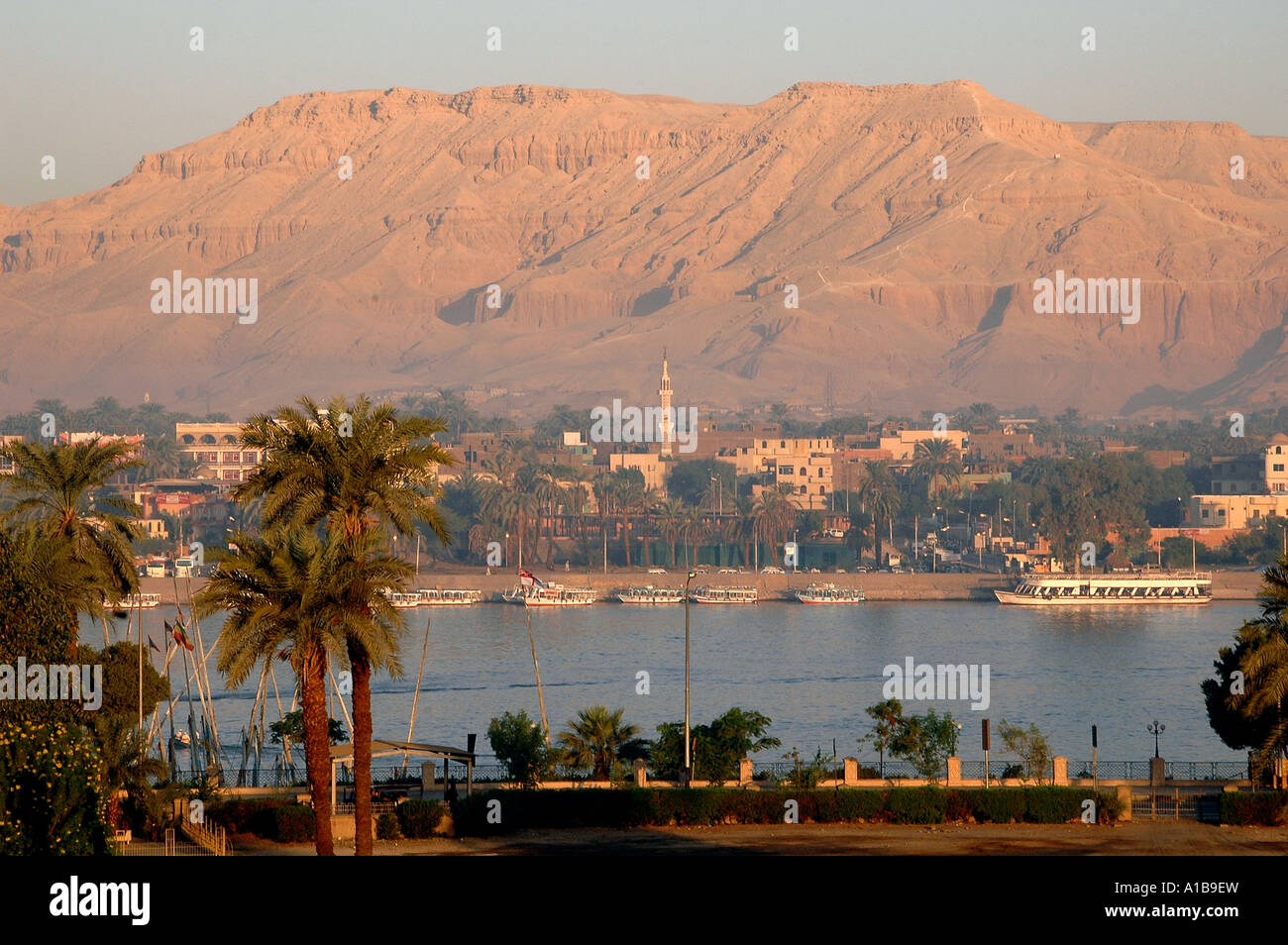 View of the Nile river at sunrise Luxor Egpyt Stock Photo - Alamy