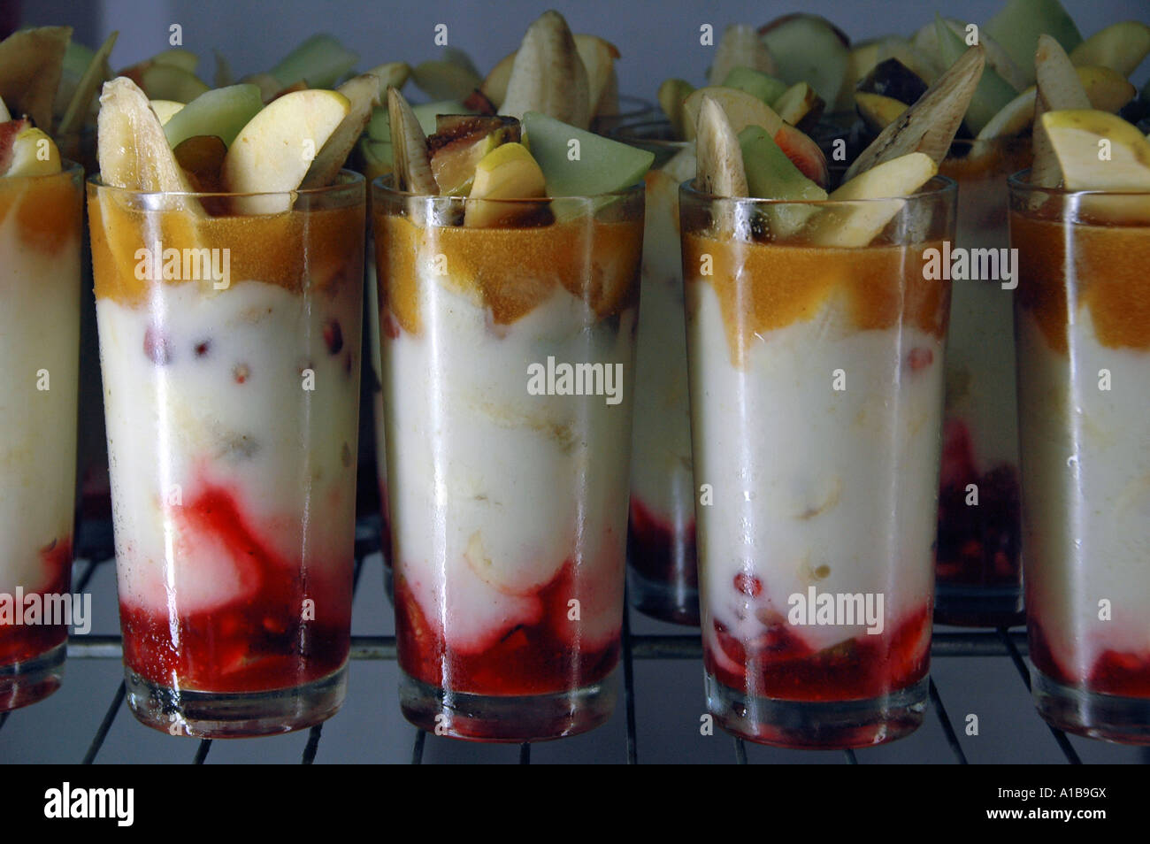 Glasses filled with milkshake fresh juice cocktail, Egypt Stock Photo ...