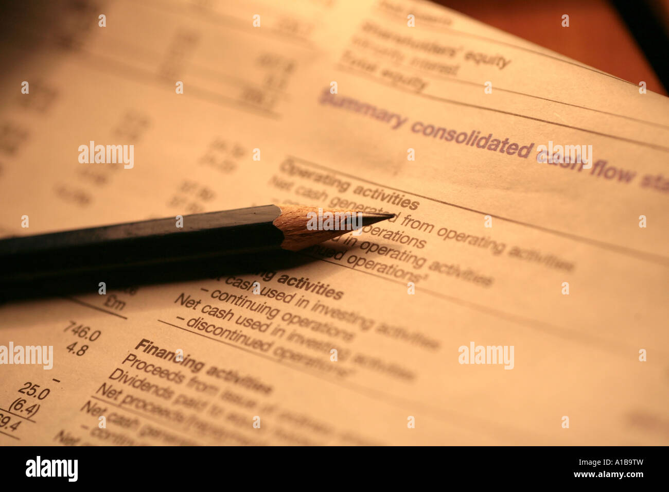pencil and accounts summary Stock Photo - Alamy