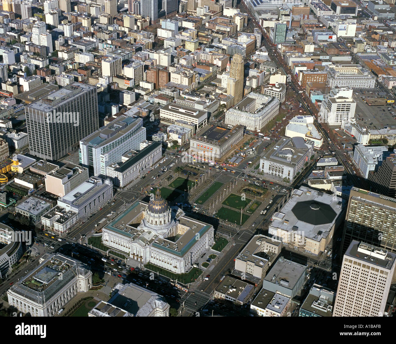aerial above San Francisco civic center San Francisco Stock Photo - Alamy