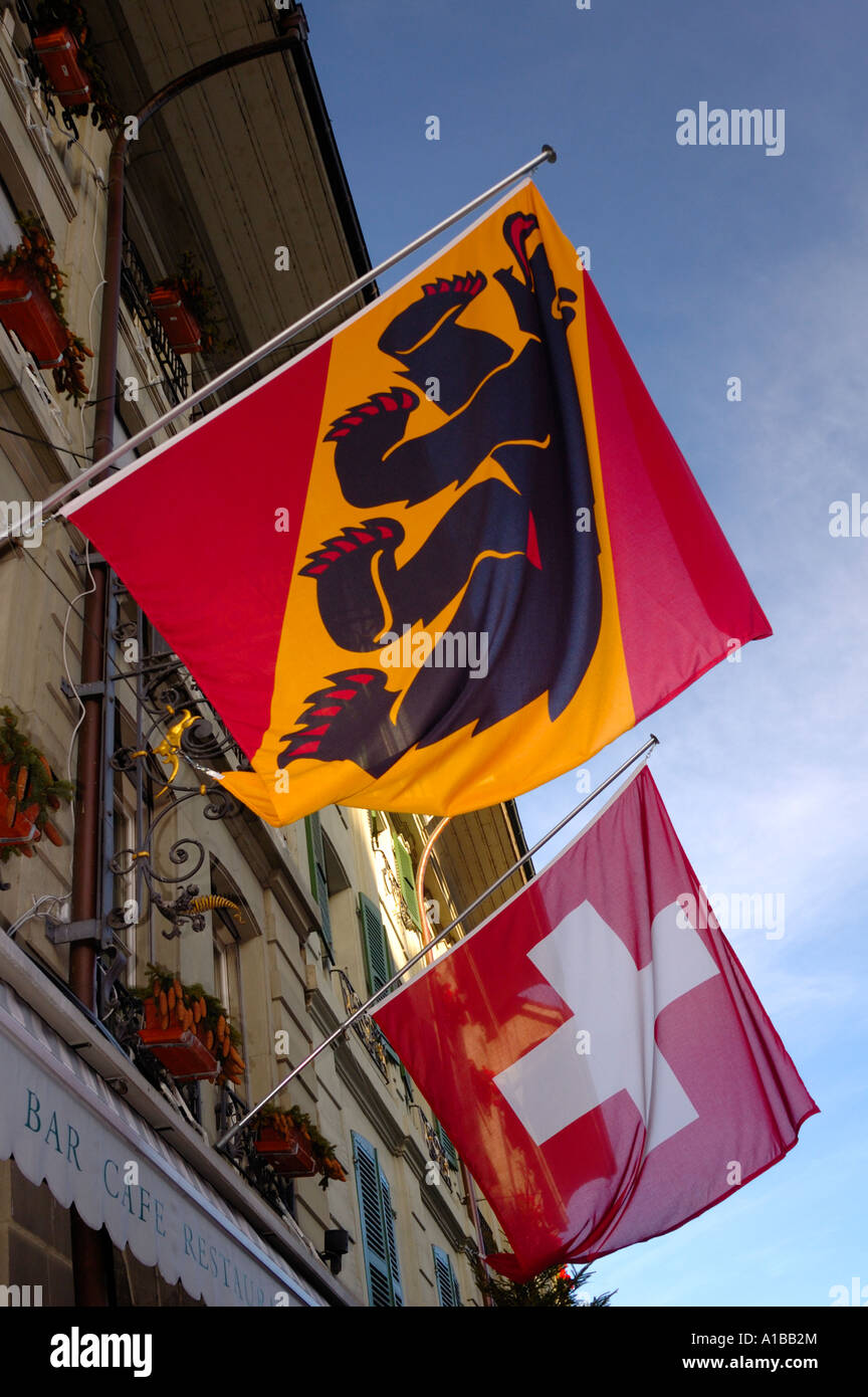 The flags of Bern (Berne) and Switzerland, side by side Stock Photo - Alamy