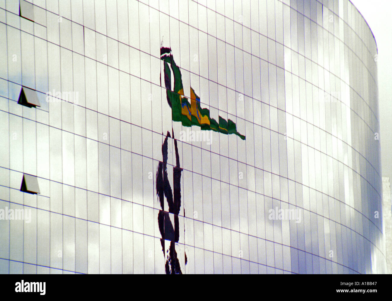 Brazilian Flag Reflection on Glass Windows Stock Photo - Alamy