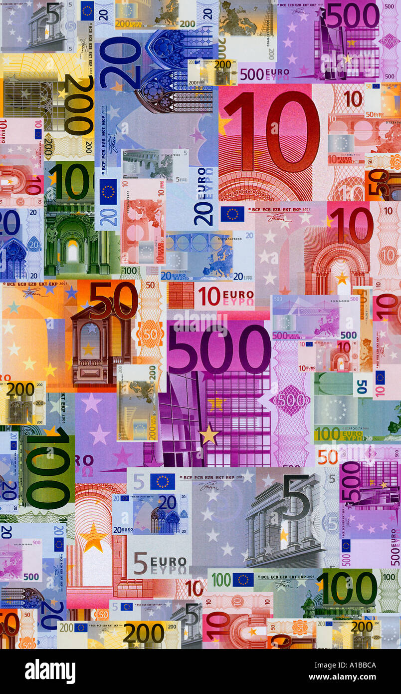 Euro Bank Note Montage Stock Photo - Alamy