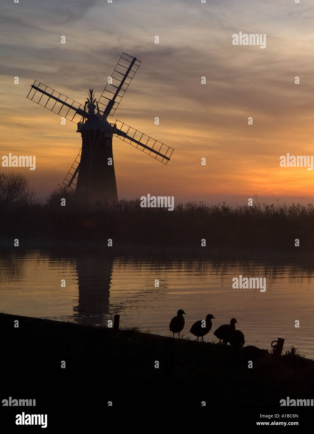 St Benet's Level Wind pump on the River Thurne in the Norfolk Broads ...