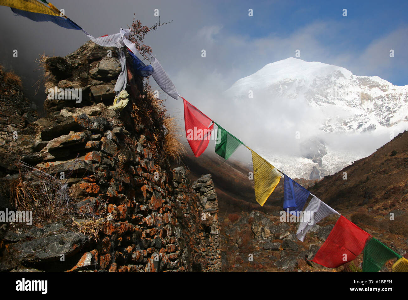 Jhomolhari, Bhutan's second highest peak as seen from the ruins of ...