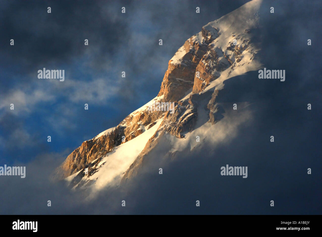 A precipitous ridge of Jhomolhari, Bhutan's second highest mountain ...