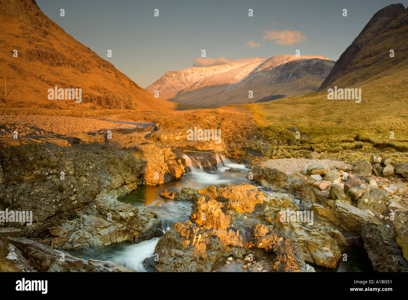 Glen Etive River Etive waterfall in winter Scotland UK Stock Photo - Alamy