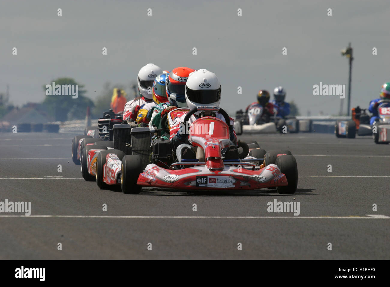 The Junior Rotax kart field in a line for their rolling start at ...